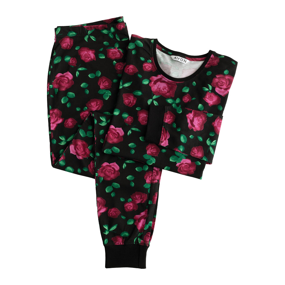 Rose Print Long Sleeve Jogger PJs | Lifestyle | Pyjamas & Loungewear ...