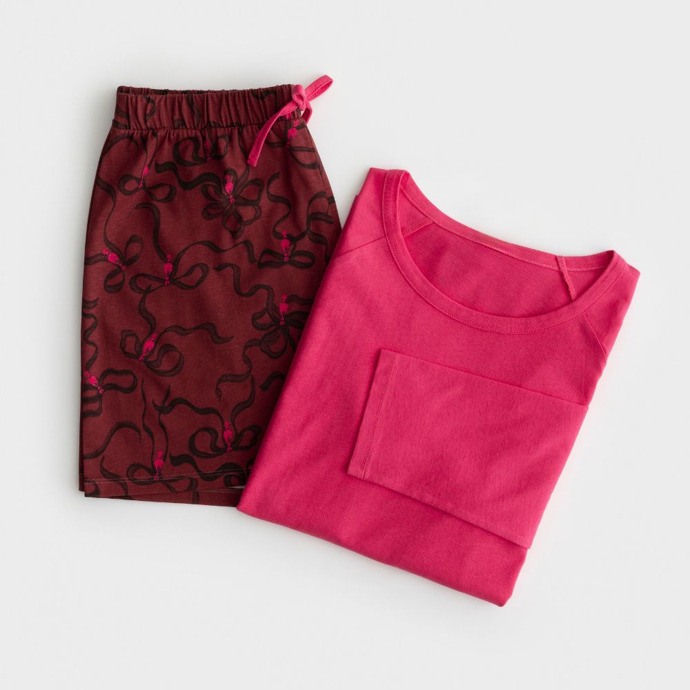 Bow Print Long Sleeve Shorts Set | Lifestyle | Pyjamas & Loungewear ...